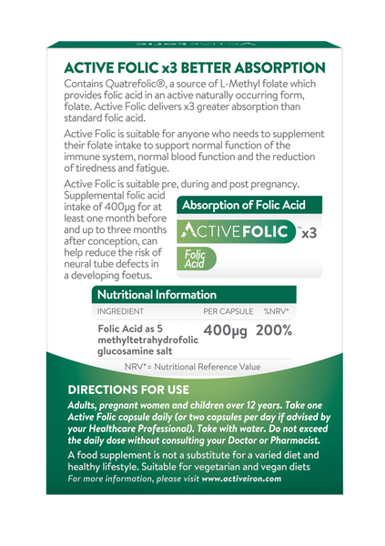 ACTIVE FOLIC - FOLIC ACID IN PREGNANCY - 60 PACK – McCartan's Pharmacy